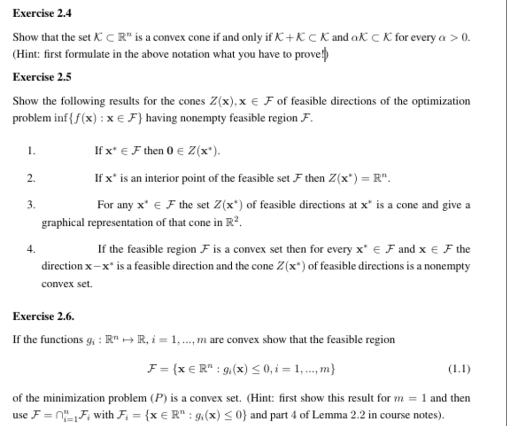 Solved Exercise 2.4Show that the set KsubRn is ﻿a convex | Chegg.com