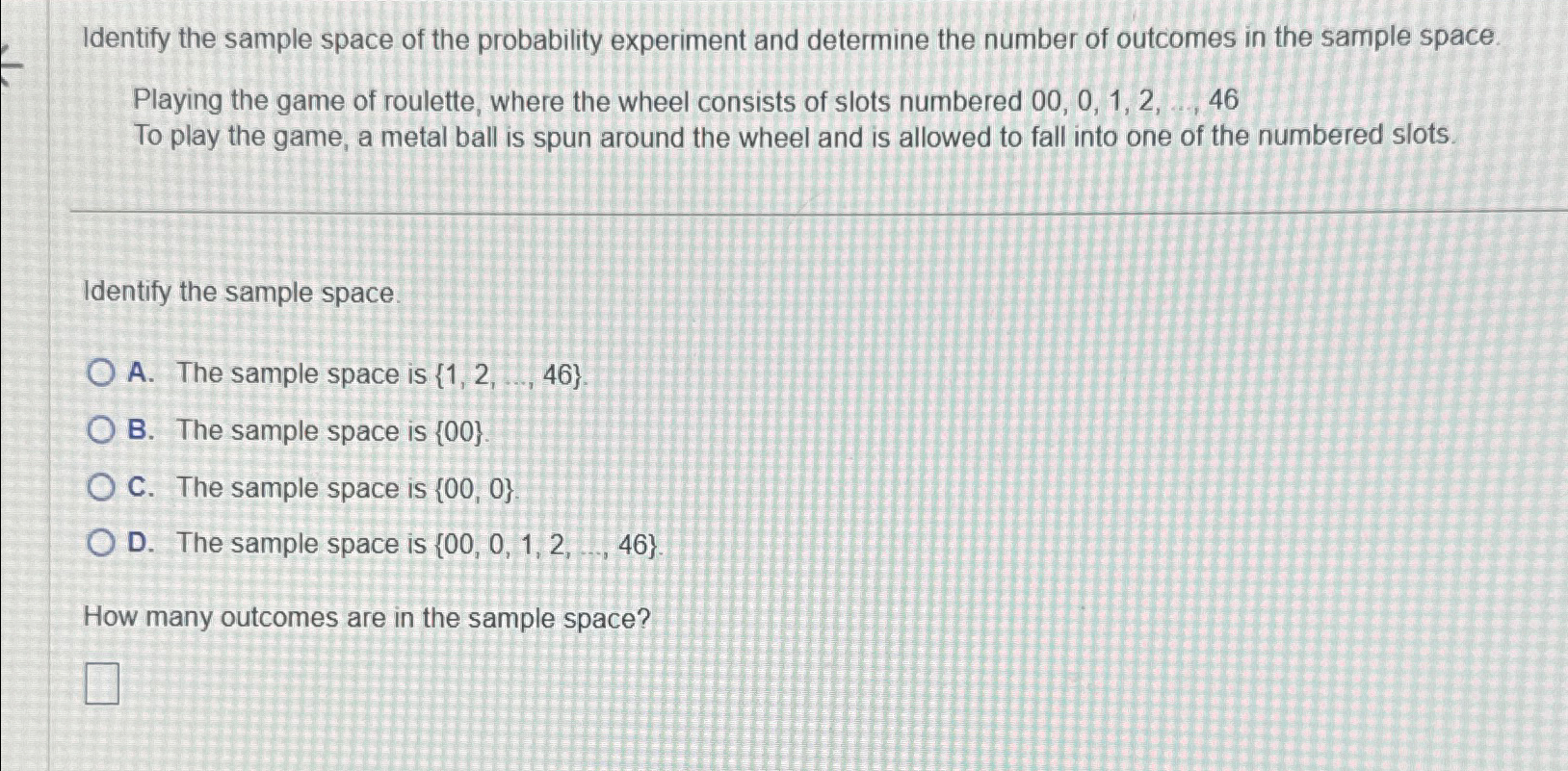 Solved Identify the sample space of the probability | Chegg.com