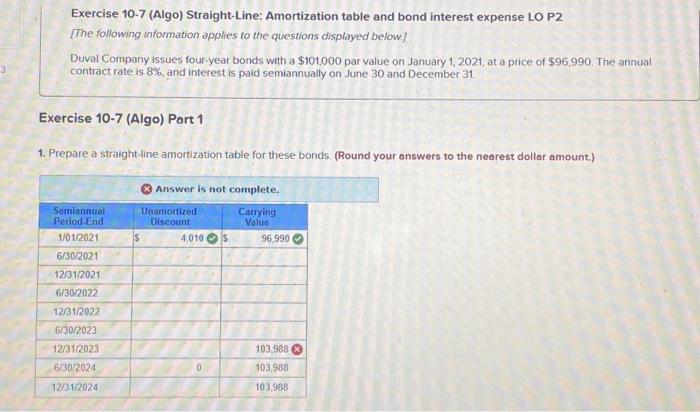 Solved Exercise 10-7 (Algo) Straight-Line: Amortization | Chegg.com