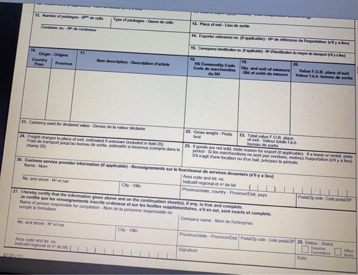 Doc, B13A Export reporting Take the item you imported | Chegg.com