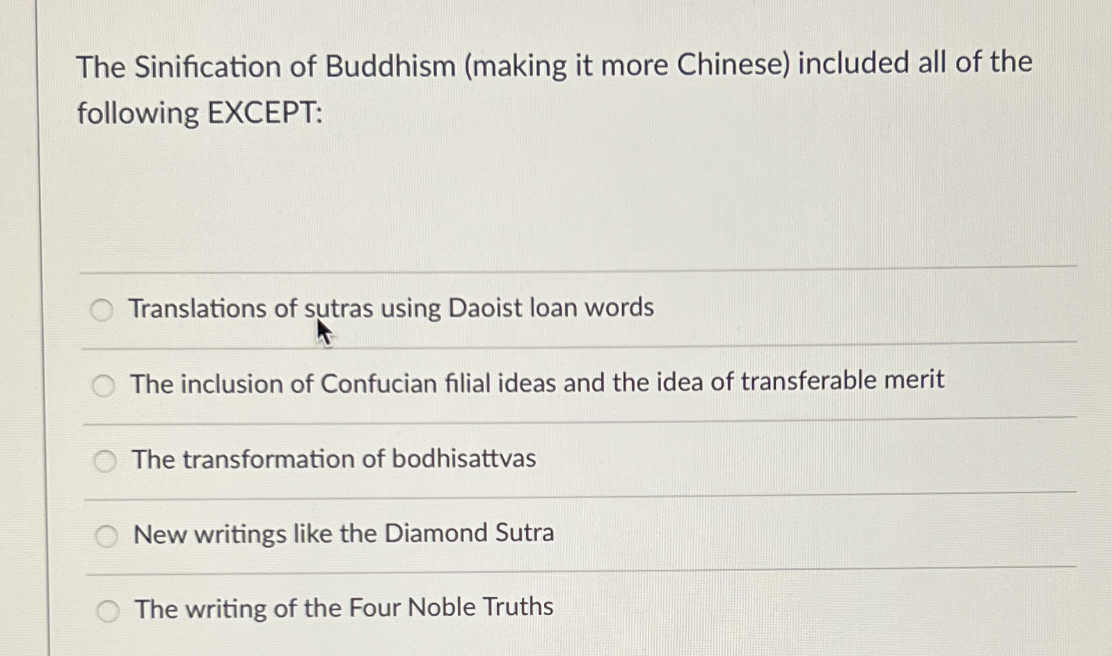 Solved The Sinification of Buddhism (making it more Chinese) | Chegg.com