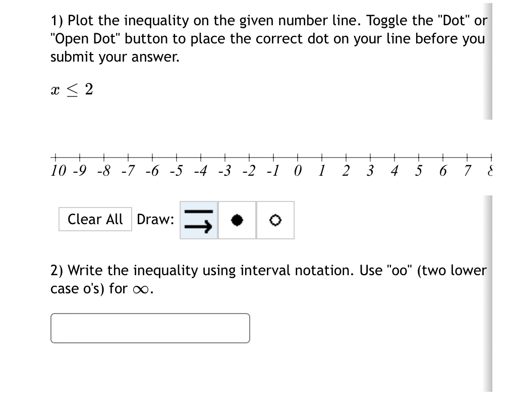 Solved Plot the inequality on the given number line. Toggle | Chegg.com