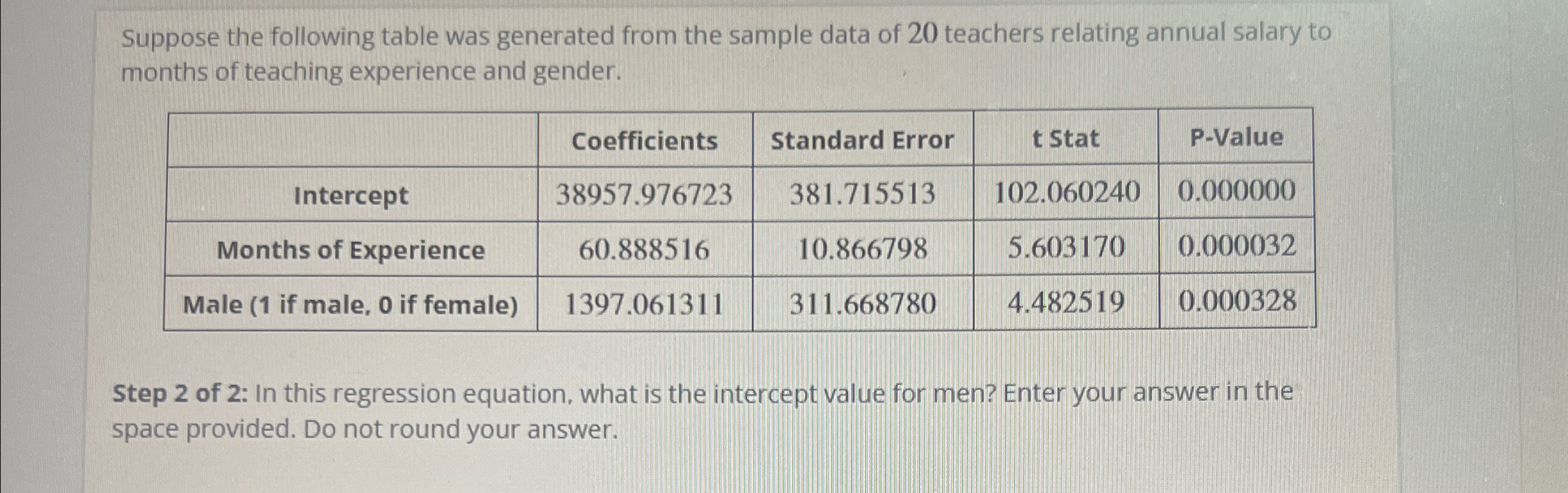 Solved Suppose the following table was generated from the | Chegg.com