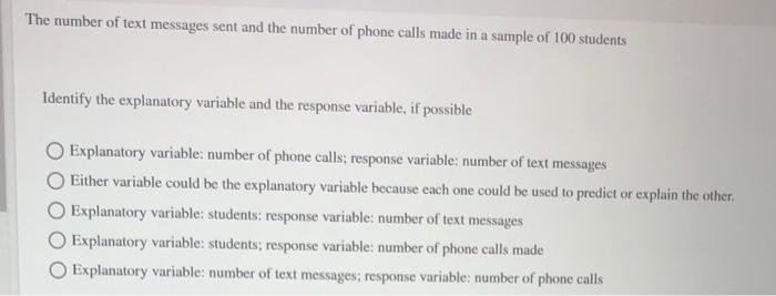Solved The number of text messages sent and the number of | Chegg.com