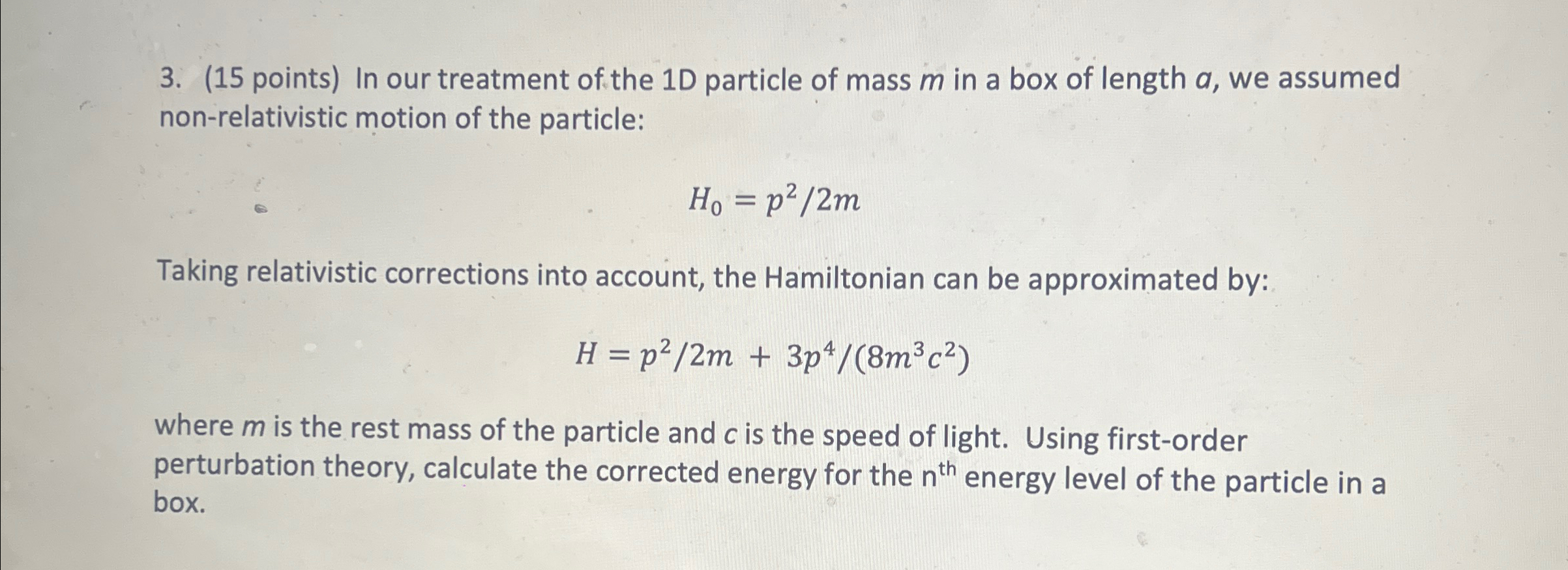 Solved (15 ﻿points) ﻿In our treatment of the 1D particle of | Chegg.com