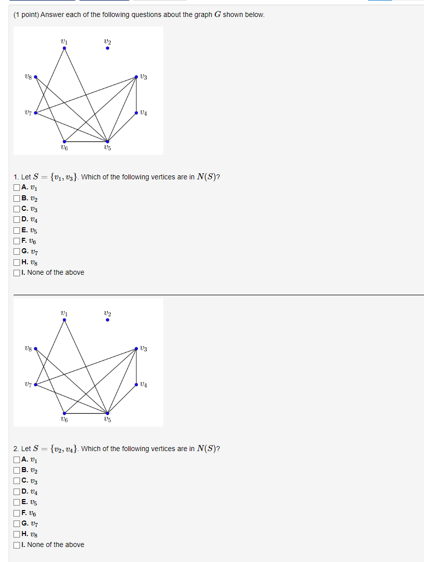Solved (1 ﻿point) ﻿Answer each of the following questions | Chegg.com