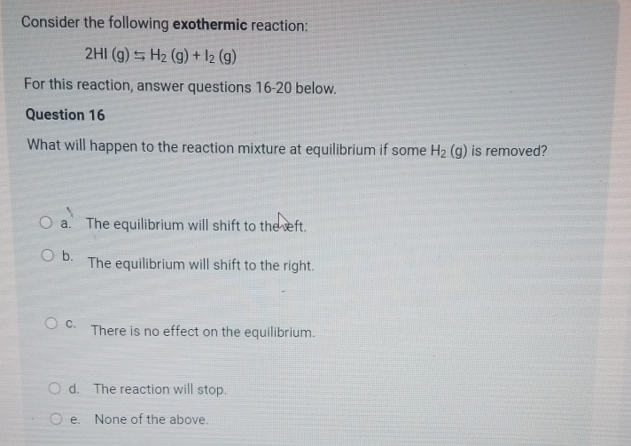 Consider the following exothermic | Chegg.com