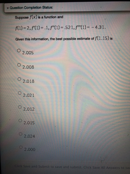 Solved Question Completion Status: Suppose f(x) is a | Chegg.com