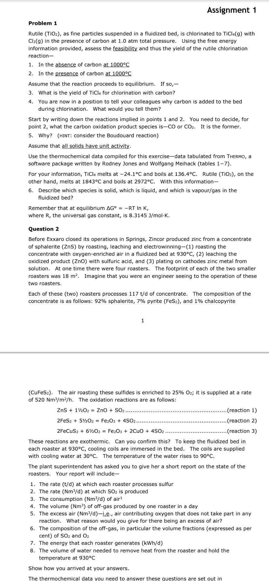 Solved Problem 1 Rutile (TiO2), as fine particles suspended | Chegg.com