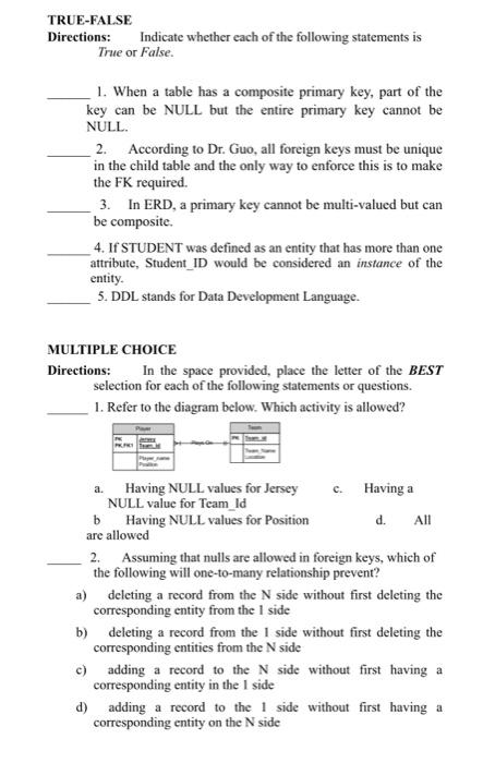 Solved TRUE-FALSE Directions: Indicate whether each of the | Chegg.com