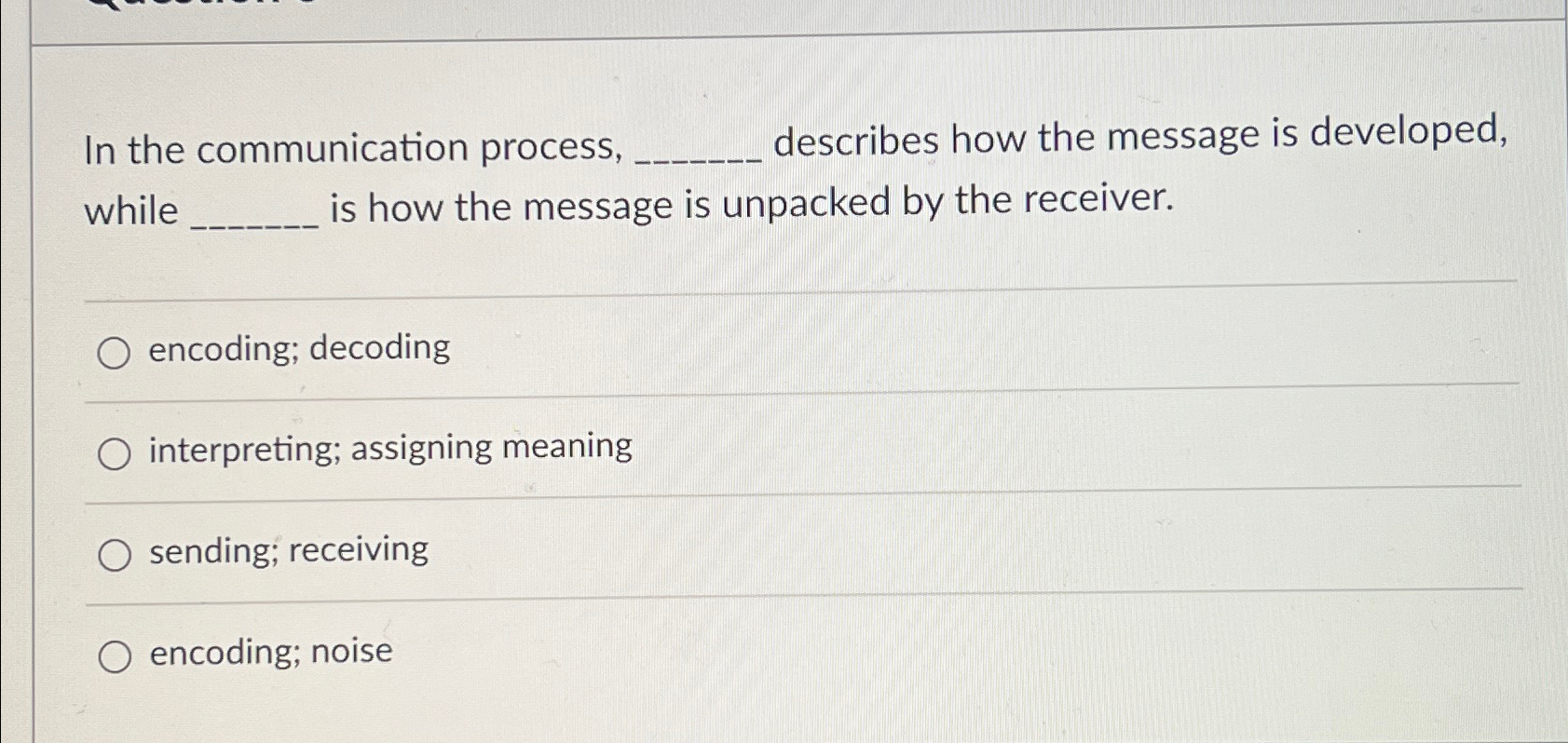 Solved In the communication process, describes how the | Chegg.com