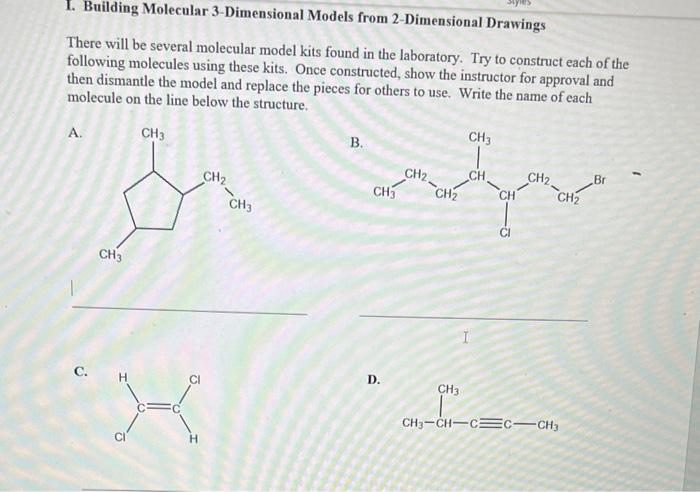 Solved 1. Building Molecular 3-Dimensional Models from | Chegg.com