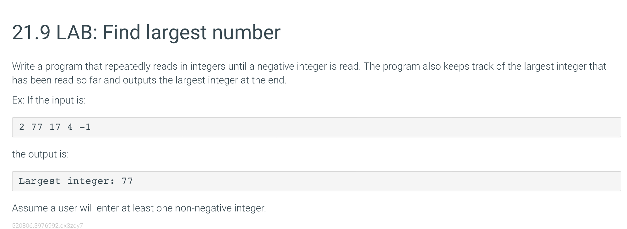 Solved 219 ﻿lab Find Largest Numberwrite A Program That 