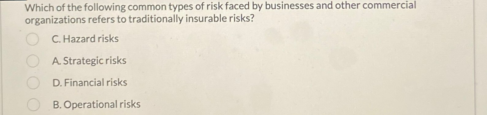 Solved Which of the following common types of risk faced by | Chegg.com