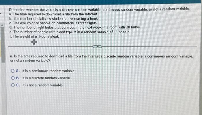Solved Determine whether the value is a discrete random | Chegg.com