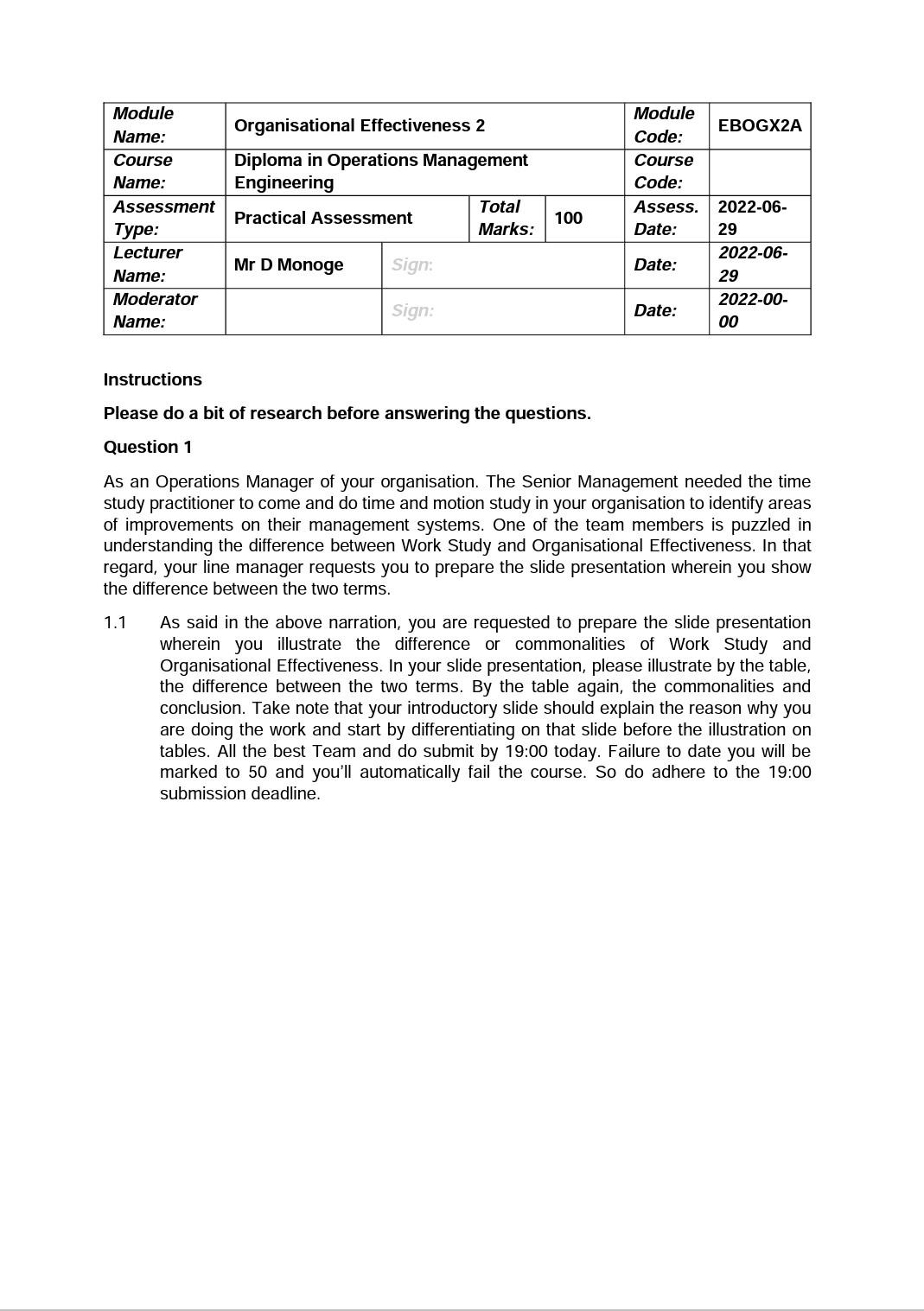 Solved Module Name: Course Name: Assessment Type: Lecturer | Chegg.com