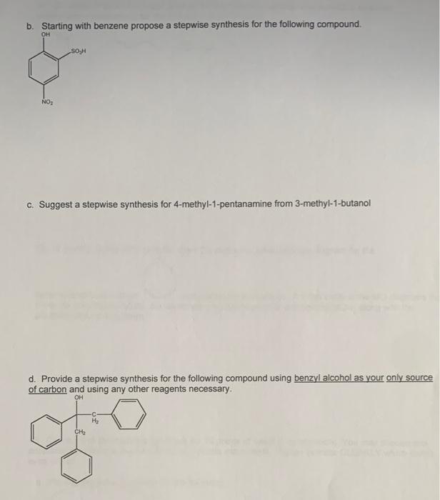 Solved b. Starting with benzene propose a stepwise synthesis | Chegg.com