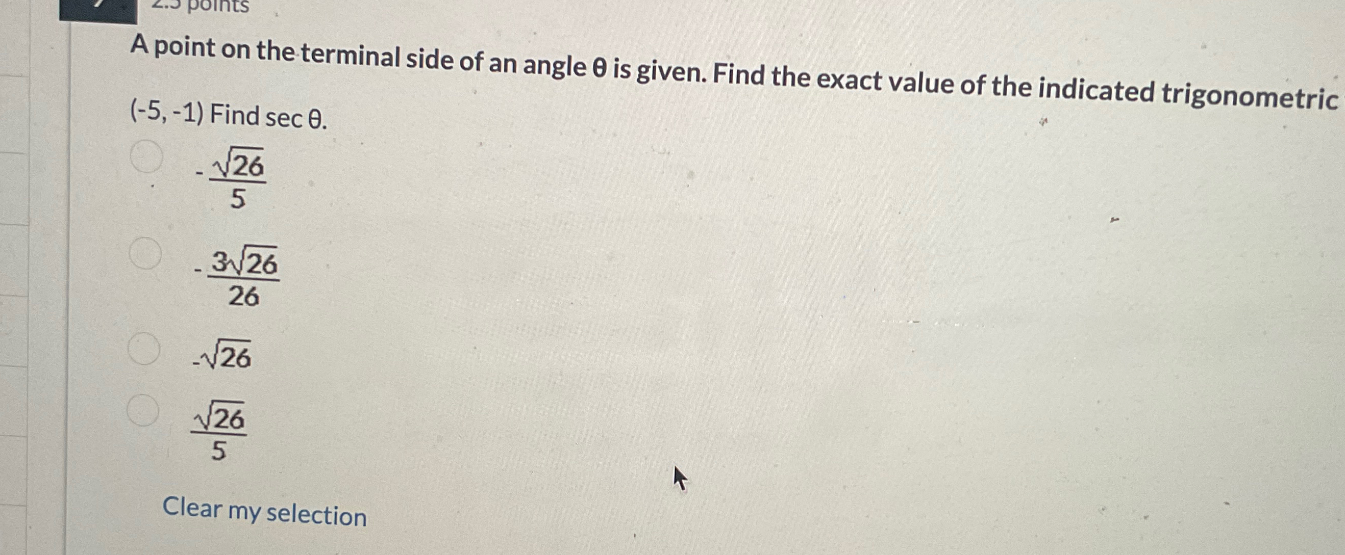 Solved A point on the terminal side of an angle θ ﻿is given. | Chegg.com