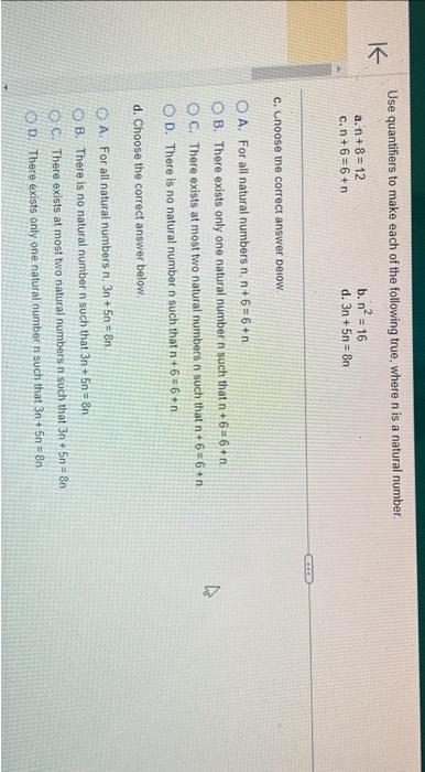 Solved Use quantifiers to make each of the following true, | Chegg.com