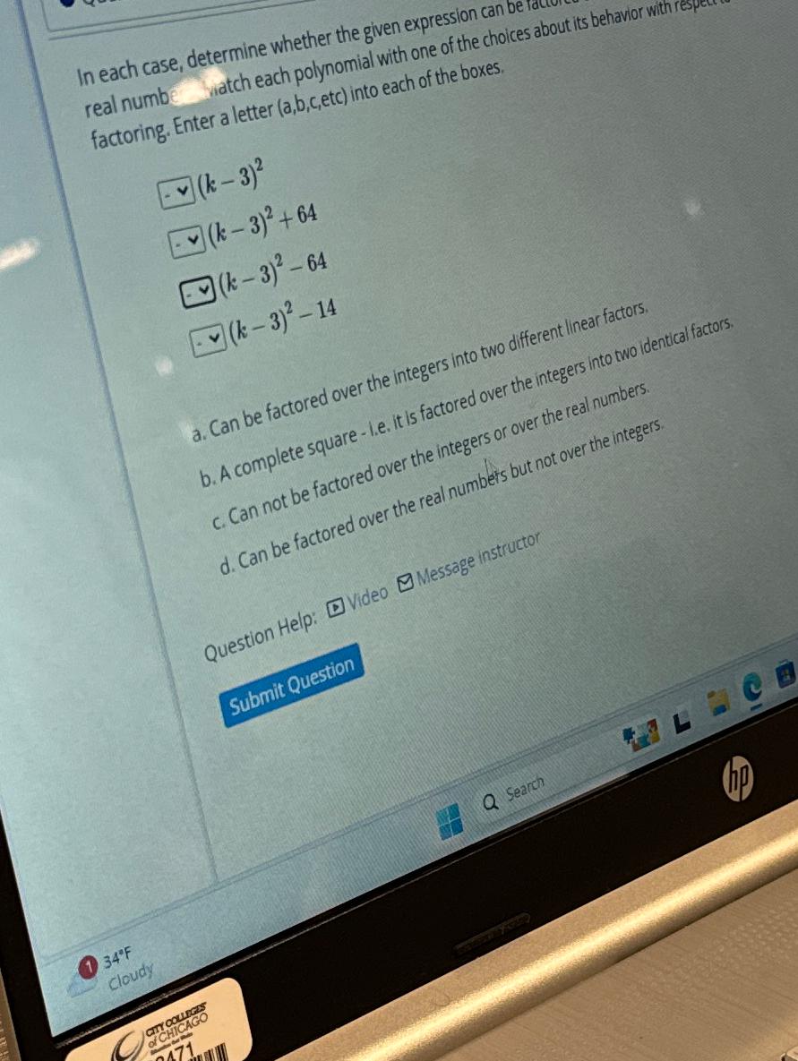 Solved In each case, determine whether the given expression | Chegg.com