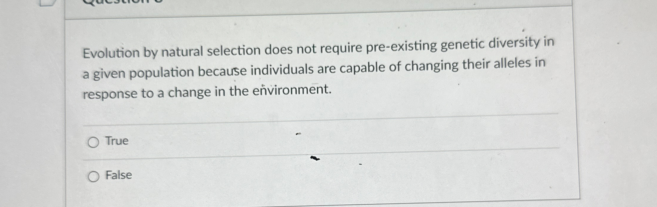 Solved Evolution by natural selection does not require | Chegg.com