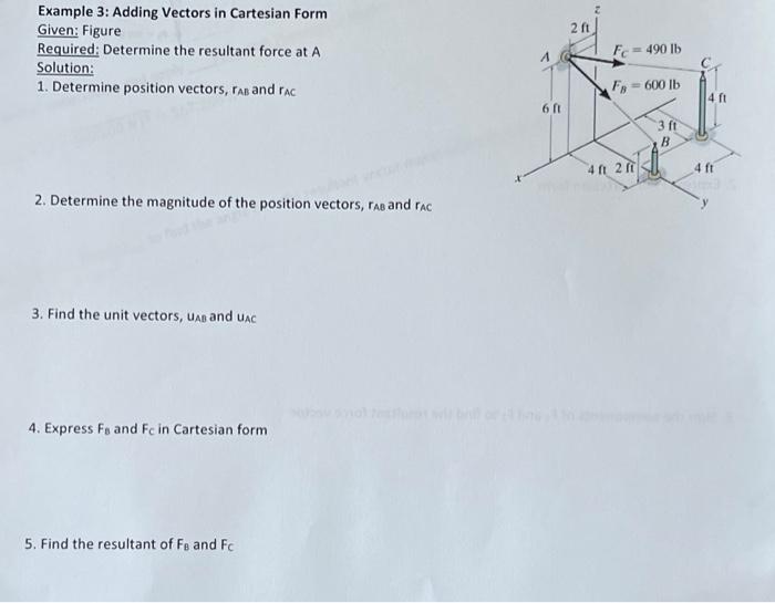 Solved 2 ft Example 3: Adding Vectors in Cartesian Form | Chegg.com