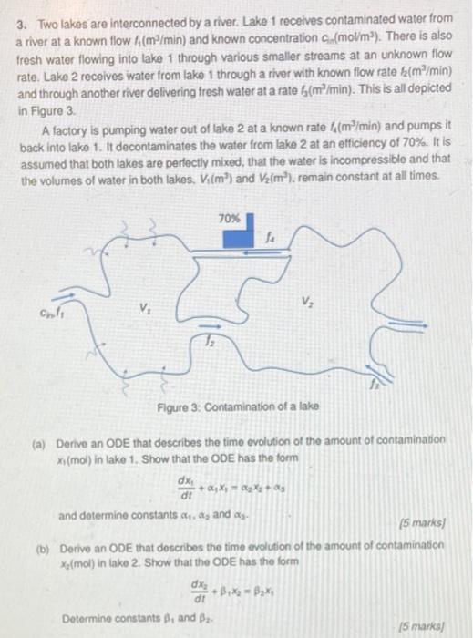 Solved 3. Two lakes are interconnected by a river. Lake 1 | Chegg.com