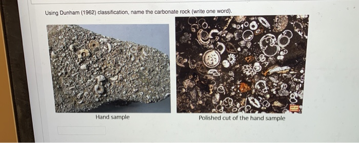 Solved Using Dunham (1962) classification, name the | Chegg.com