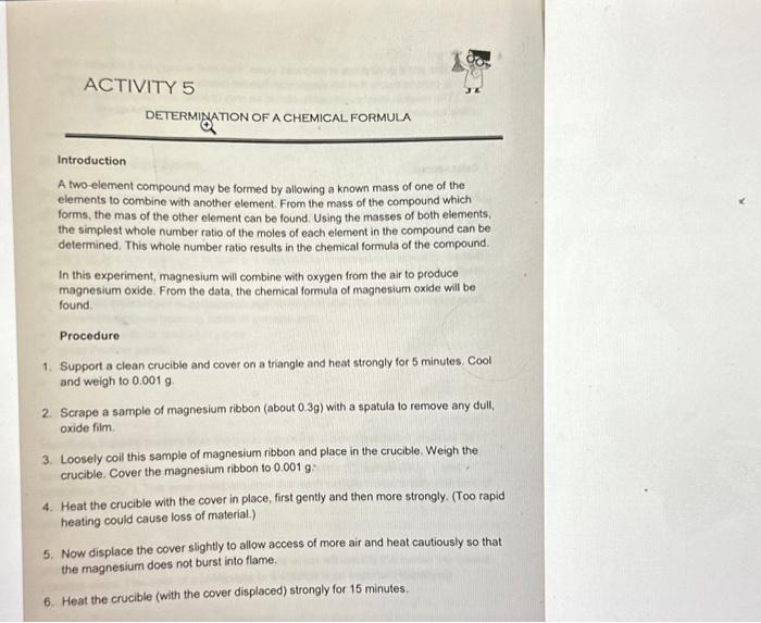 Solved \begin{tabular}{|l|l|} \hline Mass of empty crucible | Chegg.com