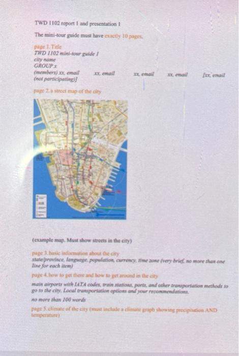 TWD 1102 report and presentation 1 The mini-tour | Chegg.com