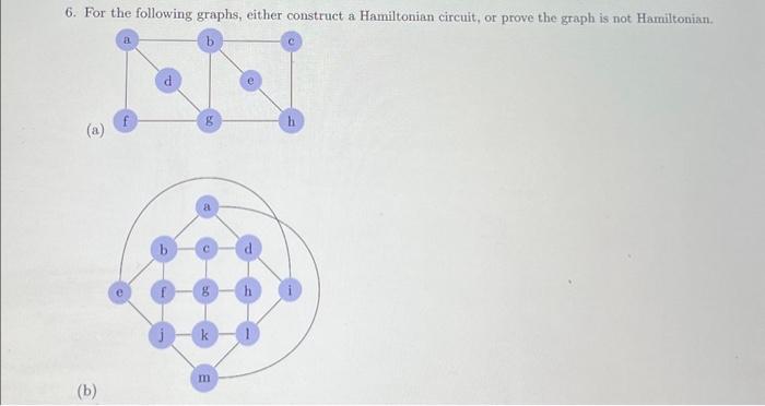 Solved 6. For the following graphs, either construct a | Chegg.com