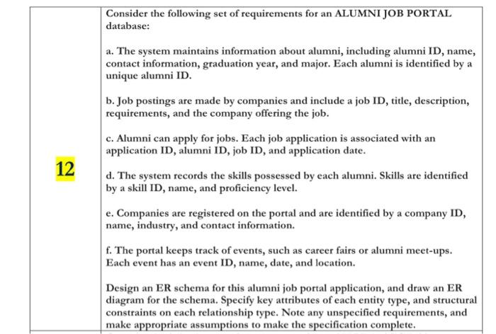 Solved Consider the following set of requirements for an | Chegg.com