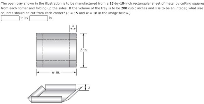 Solved The open tray shown in the illustration is to be | Chegg.com
