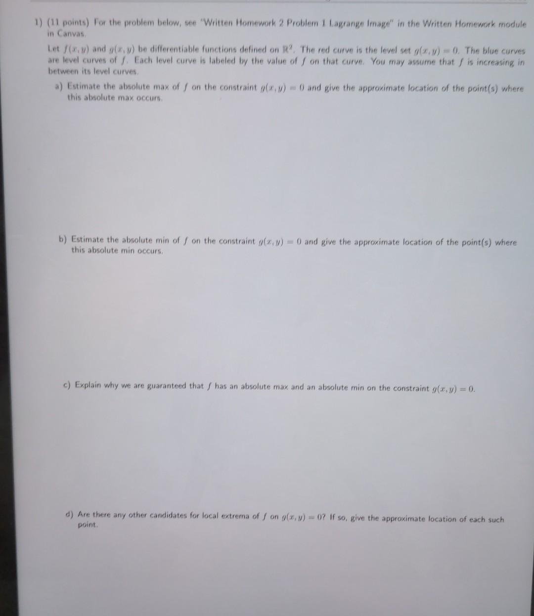 Solved 1) (11 points) For the problem below, see "Written | Chegg.com