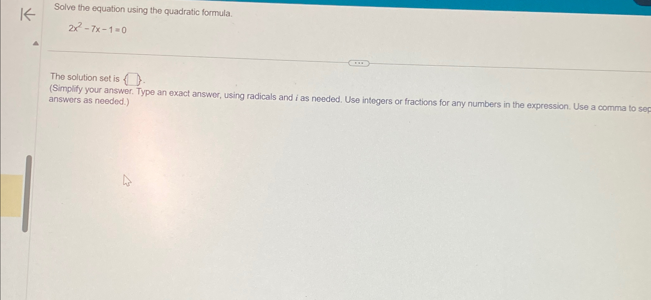 Solved Solve the equation using the quadratic | Chegg.com