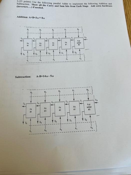 Solved 3.(25 points) Use the following parallel Adder to | Chegg.com
