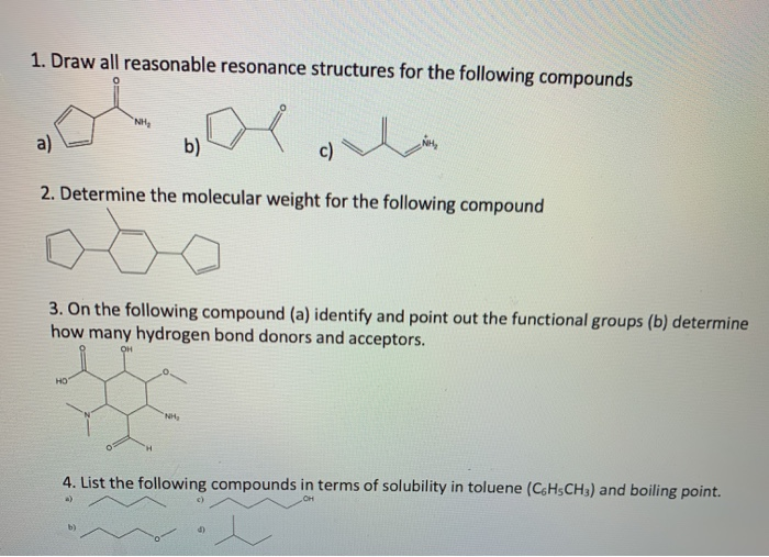 Solved 1. Draw all reasonable resonance structures for the | Chegg.com