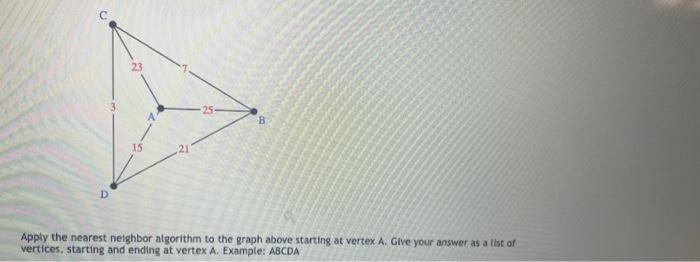 Solved Apply the nearest neighbor algorithm to the graph | Chegg.com