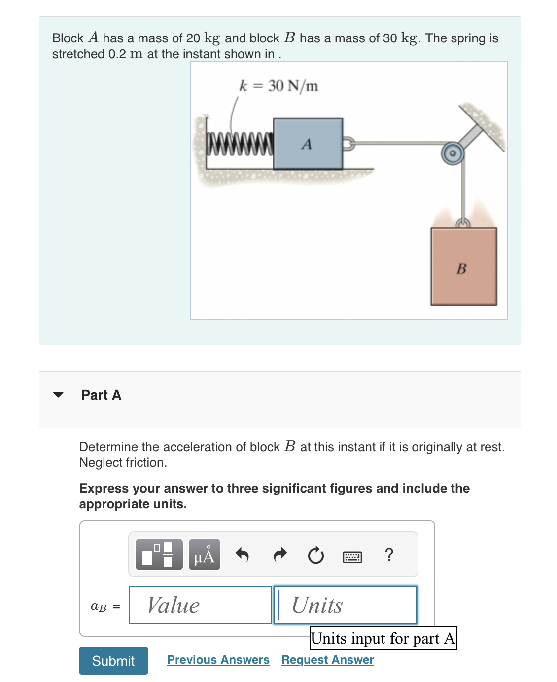 Solved Part BDetermine the acceleration of block B ﻿at this | Chegg.com