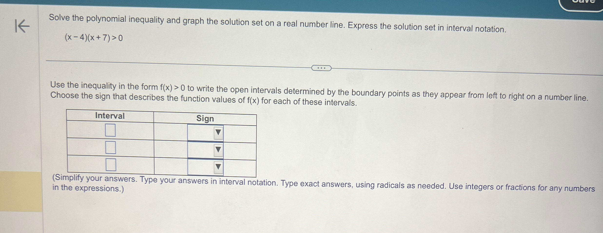 Solved Solve the polynomial inequality and graph the | Chegg.com