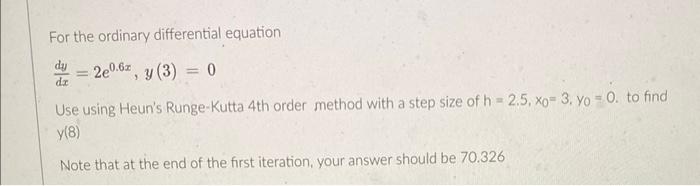 Solved For the ordinary differential equation | Chegg.com