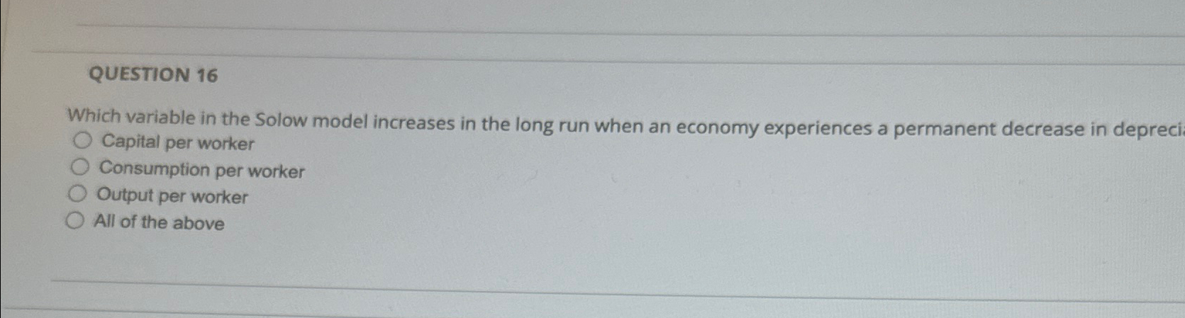 Solved QUESTION 16Which variable in the Solow model | Chegg.com
