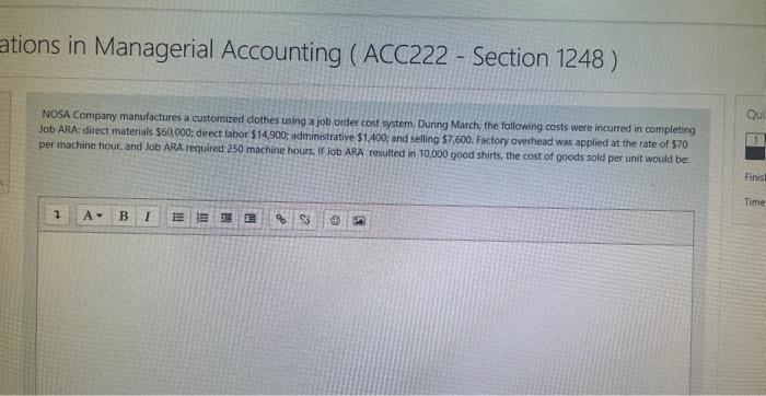 Solved tions in Managerial Accounting (ACC222-Section 1248) | Chegg.com