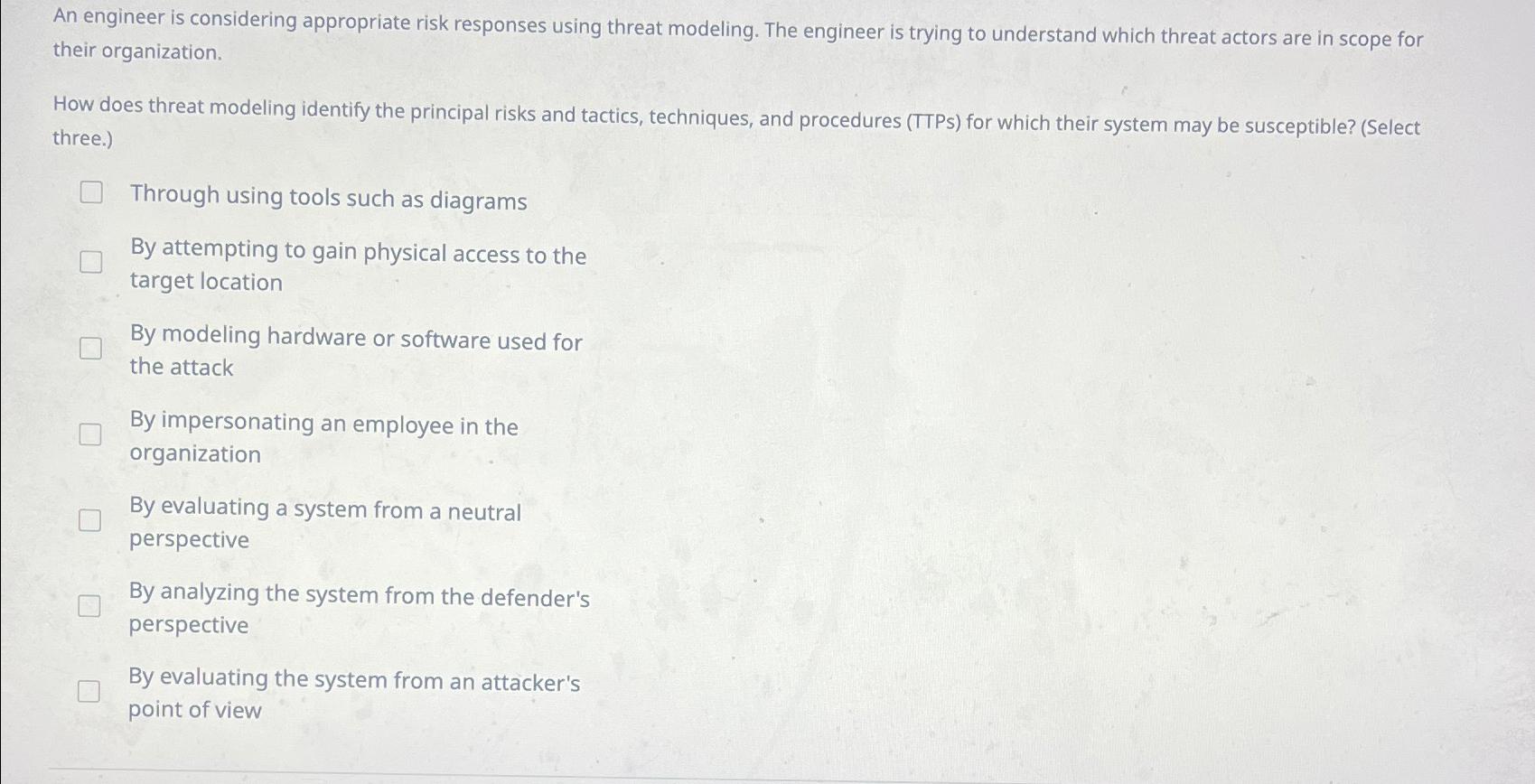 Solved An engineer is considering appropriate risk responses | Chegg.com