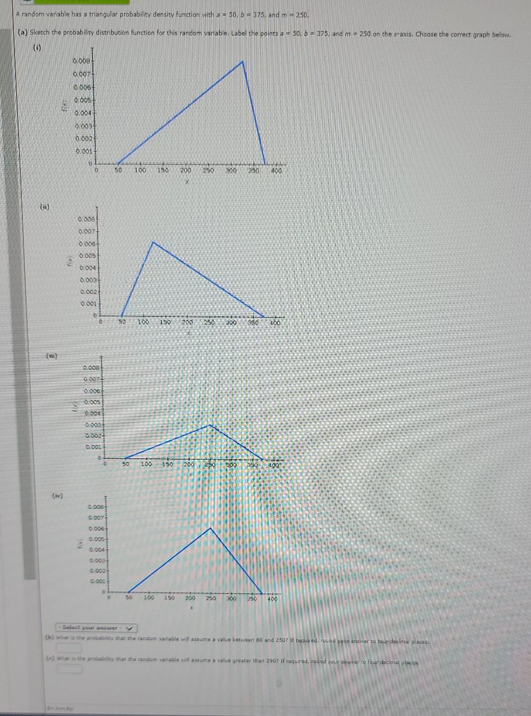 Solved A random variable has a triangular probability | Chegg.com