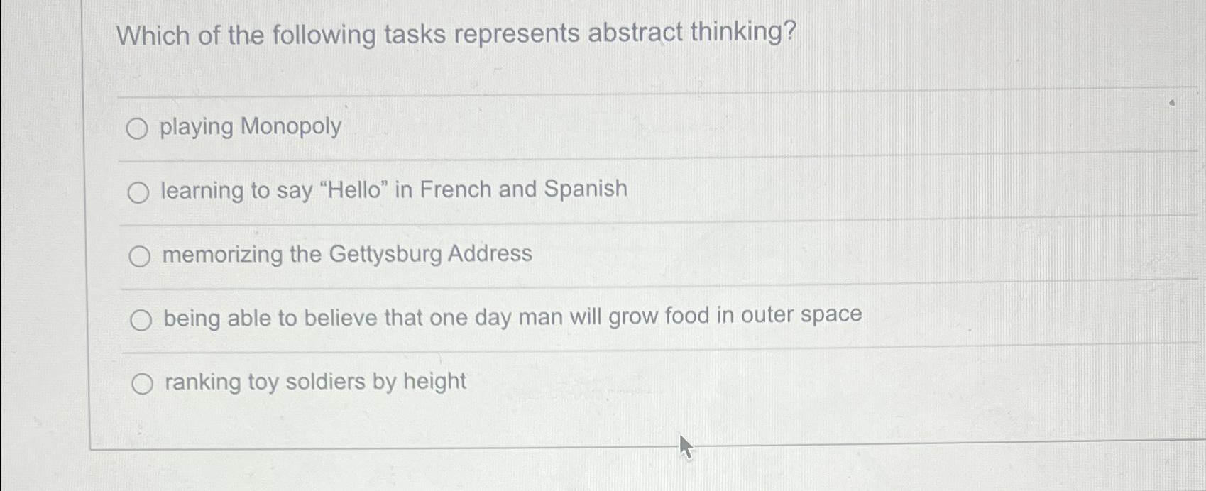 Solved Which of the following tasks represents abstract | Chegg.com