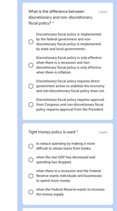 Solved 1 point What is the difference between discretionary | Chegg.com