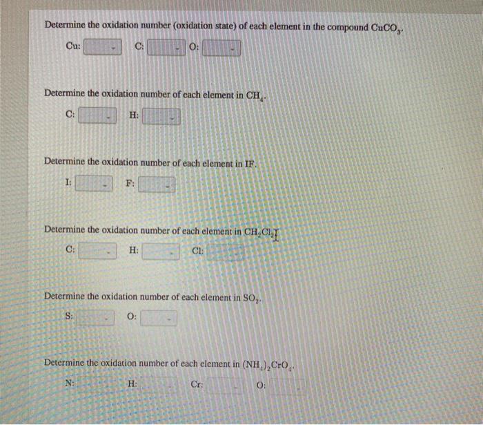Solved Determine the oxidation number oxidation state) of | Chegg.com