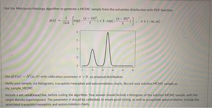 Solved Use the Metropolis-Hastings algorithm to generate a | Chegg.com