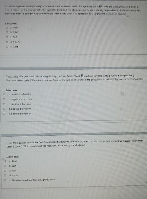 Solved An electroput through a region where there is an | Chegg.com